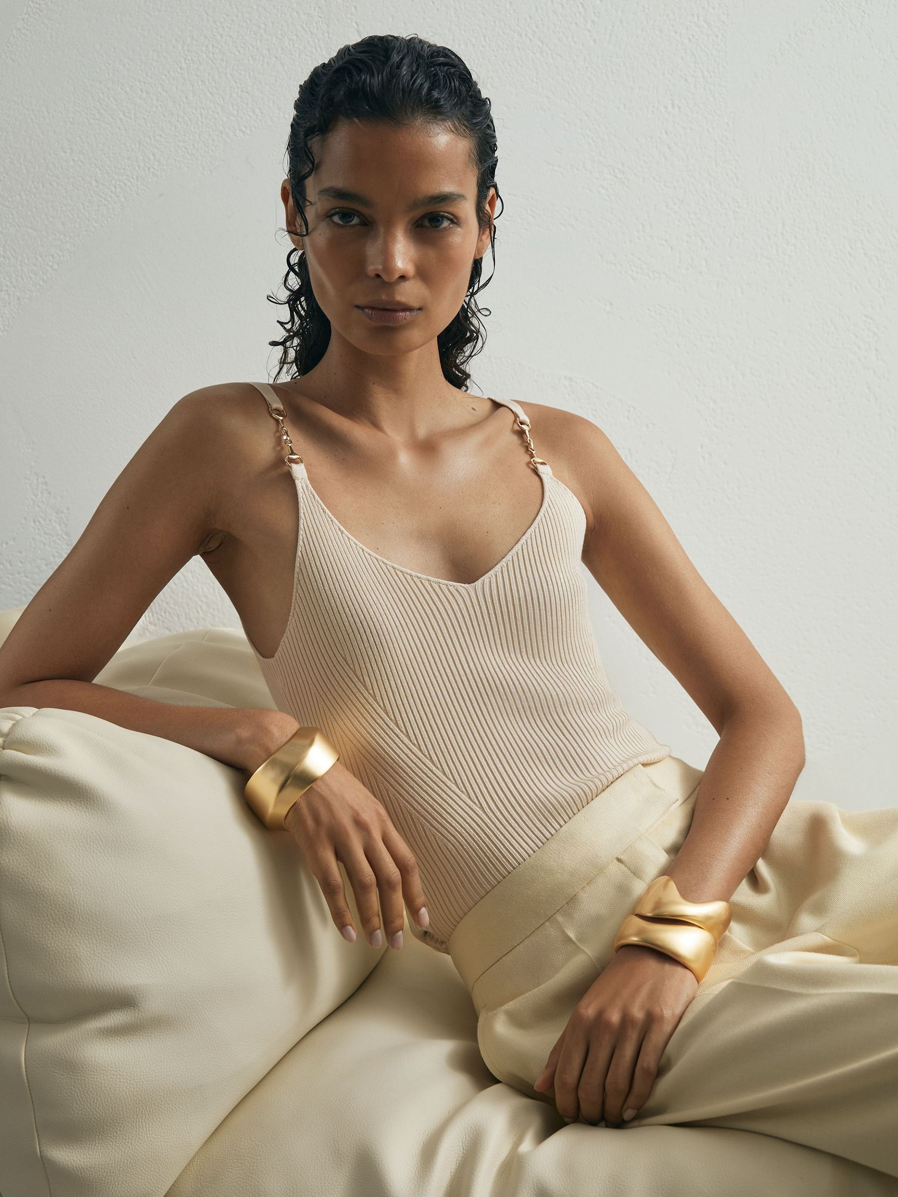 ATELIER Silk-Blend Rib-Knit Cami